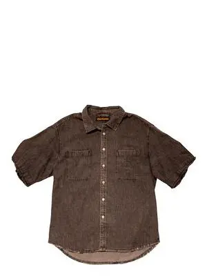 Drew House Lightweight Denim Short Sleeve Shirt - Light Black