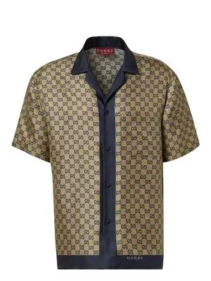 Gucci Gg Printed Silk Shirt - Beige