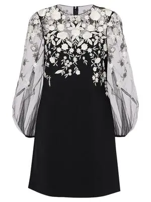 Carolina Herrera Embroidered Minidress - Black