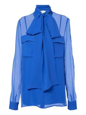 Costarellos Costarellos Silk Georgette Blouse Blue