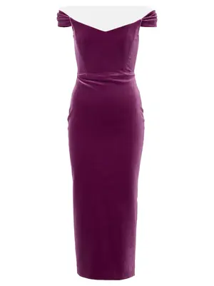 Alex Perry Off-shoulder Velvet Corset Dress - Purple