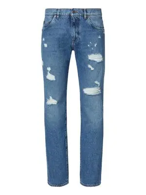 Dolce & Gabbana Straight Leg Distressed Jeans - Blue