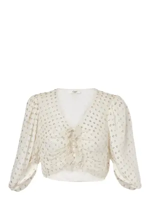 Chloé Jacquard Silk-blend Muslin Crop Top - Beige