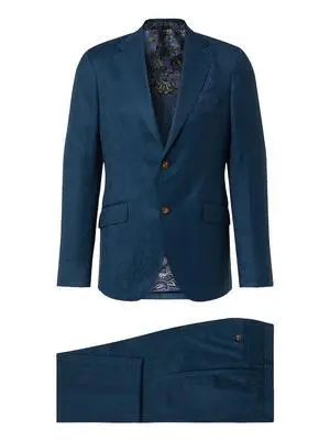 Etro Roma Paisley Silk Suit - Blue