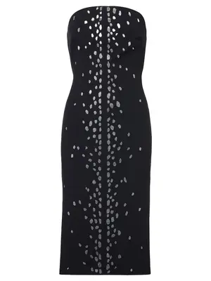 David Koma Rhinestone-embellished Midi Dress - Black
