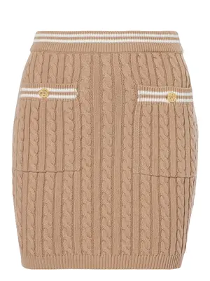 Alessandra Rich Cable-knit Cotton Miniskirt - Beige
