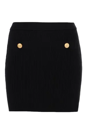 Alessandra Rich Wool And Cashmere Miniskirt - Black