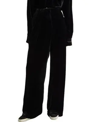 GOLDEN GOOSE Journey Velvet Wide Leg Pants - Black