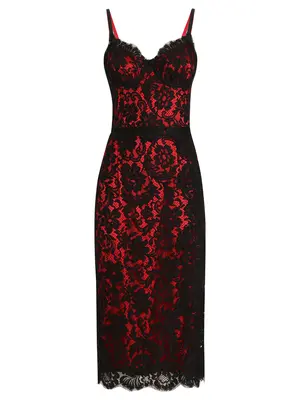 Dolce & Gabbana Floral Lace Slip Dress - Black