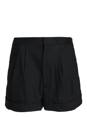 Alice + Olivia Pleated Linen-blend Shorts - Black