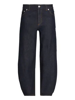 Tibi Cropped Barrel-leg Jeans - Dark Denim