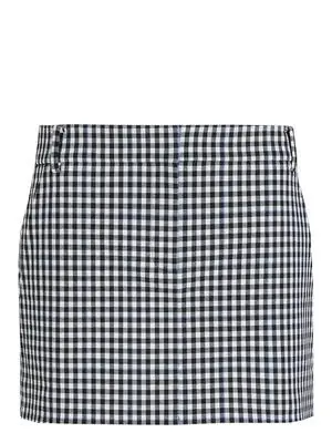Tibi Gingham Twill Mini Skirt - Black