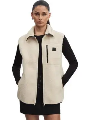 Rains Fleece Zip-through Gilet - Beige