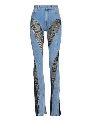MUGLER Skinny Jeans With Lace Details - Blue