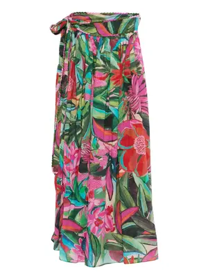 Farm Rio Floral-print Midi Skirt - Green