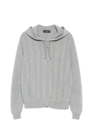 BRETT JOHNSON Herringbone Cashmere Hoodie - Grey
