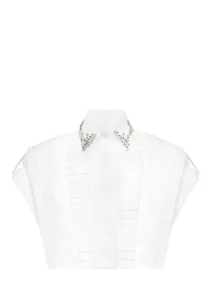 Philipp Plein Rhinestoned Cropped Shirt - White