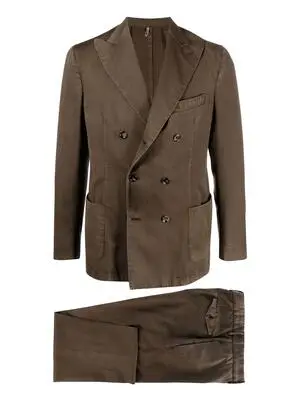 DELL'OGLIO Double-breasted Wool Suit - Green