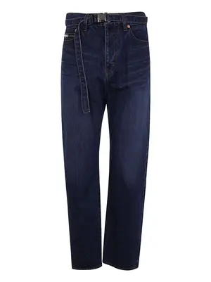 Sacai Belted Straight Jeans - Blue