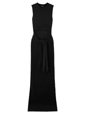 Balmain Cutout Ribbed-jersey Maxi Dress - Black