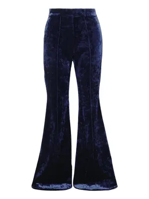 Alex Perry Stretch-velvet Flared Pants - Blue
