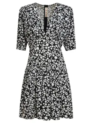 Marni Floral-print Mini Dress - Black