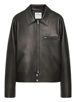 COURREGES Zip-up Leather Jacket - Black
