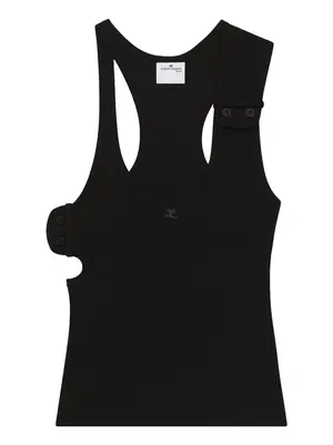 COURREGES Ribbed Tank Top - Black