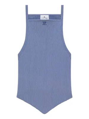 COURREGES Pointy Ribbed-knit Tank Top - Blue