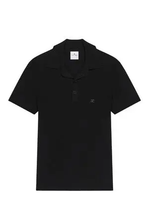 COURREGES Ribbed Polo Shirt - Black