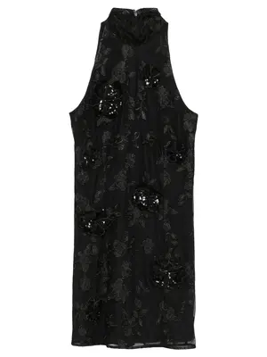 Remain Birger Christensen Floral-embroidered Mini Dress - Black