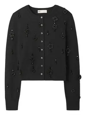 Tory Burch Embellished Wool Cardigan - Black