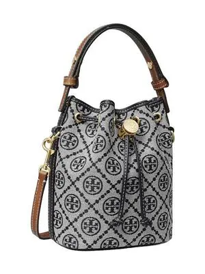 Tory Burch T Monogram Mini Bucket Bag - Tory Navy