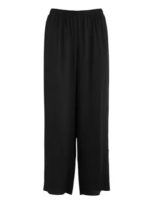 Eileen Fisher Cropped Wide-leg Silk Trousers - Black