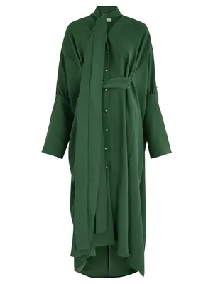 Palmer//harding Emotive Belted Midi Dress - Dark Green