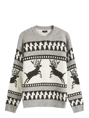 BEAMS Winter Pattern Crew Jumper - Deer