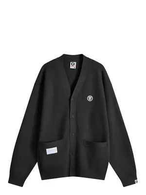 A BATHING APE Camo Badge Knit Cardigan - Black