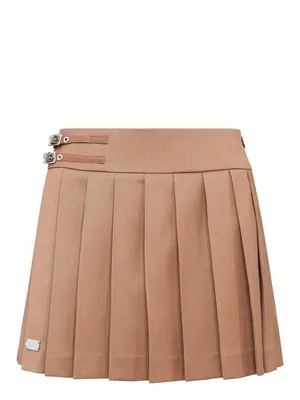 Philipp Plein Plissé Mini Skirt - Brown
