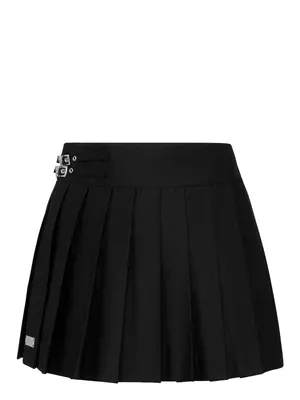 Philipp Plein Skull Pleated Mini Skirt - Black