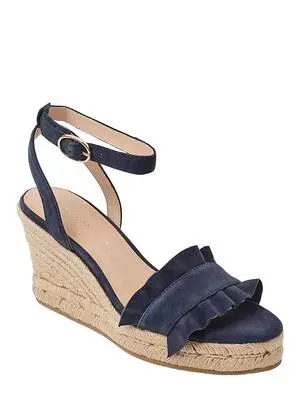 Jack Rogers Rozette Ruffle Wedge Sandals - Midnite