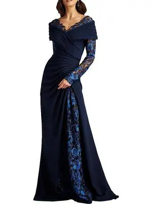 Tadashi Shoji Basel Pleated Gown - Midnight