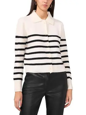 Vince Camuto Striped Cardigan - Antique White