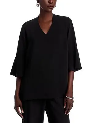 Caroline Rose Valentina Crepe Top - Black