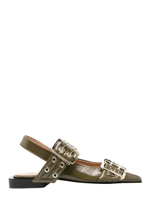 GANNI Buckle-fastening Ballerinas - Green