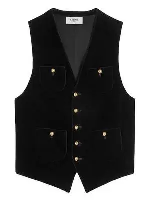 Celine Cotton Velvet Waistcoat - Black