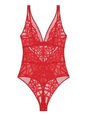 THIRDLOVE Rose Lace Unlined Bodysuit - Red