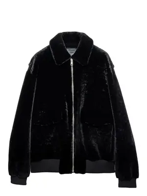 Prada Shearling Bomber Jacket - Black