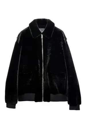 Prada Shearling Bomber Jacket - Black