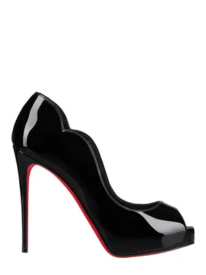 CHRISTIAN LOUBOUTIN Christian Louboutin Hot Chick Alta Patent Leather Peep Toe Pumps Black