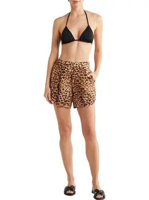Vitamin A® Getaway Linen Cover-up Shorts - Luxe Leopard